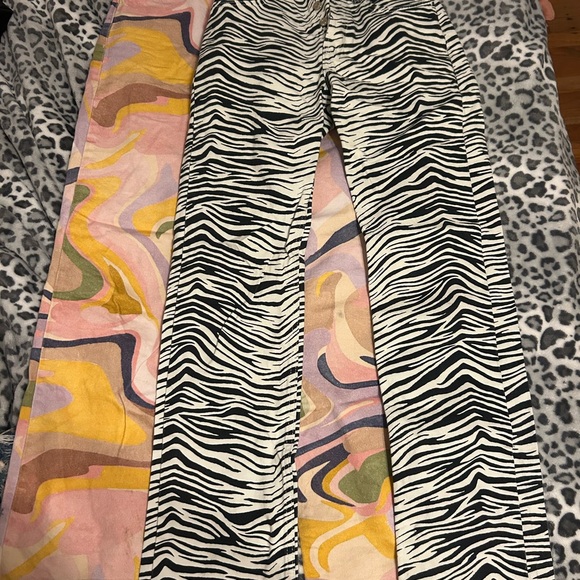 Zara | Jeans | Zebra Print And Colorful Swirl Zara Pants | Poshmark